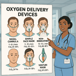 Oxygen delivery devices chart for nurses